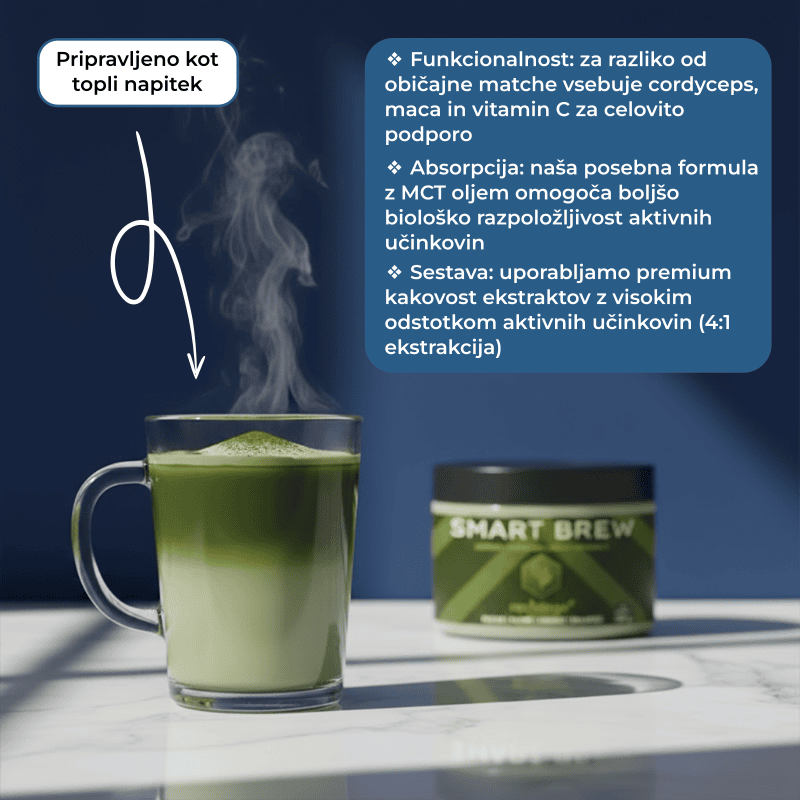 Smart Brew – Matcha latte z glivami in maco za energijo